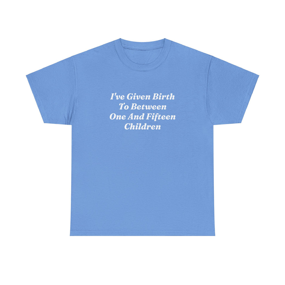 "I've Given Birth To Between One And Fifteen Children" Shirt ...